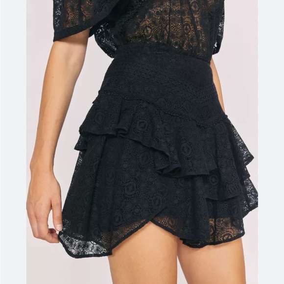 IRO | Skirts | Iro Tale High Waisted Lace Tiered Ruffle Skirt In Black ...